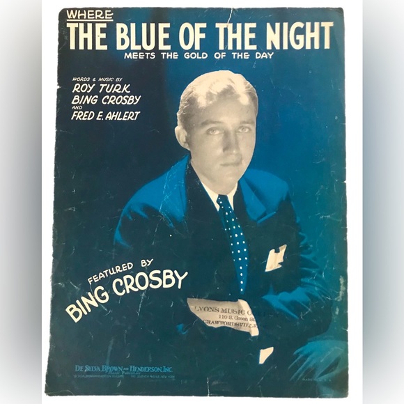 Other | Bing Crosby 1931 Vintage Where The Blue Of The Night Meets Sheet Music | Poshmark